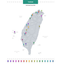 Taiwan map with red pin Royalty Free Vector Image