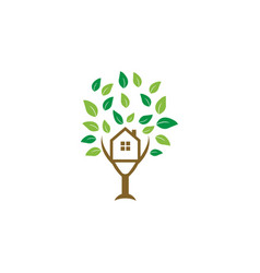 Tree house logo icon graphic template Royalty Free Vector