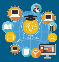 School online e-learning objects background Vector Image