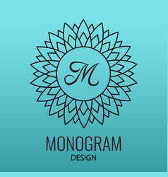Letter m logo circle frame monogram mockup line Vector Image