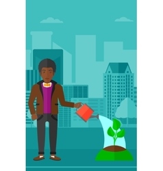 Man watering tree Royalty Free Vector Image - VectorStock