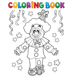 Coloring book with happy clown 6 Royalty Free Vector Image