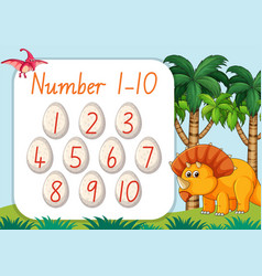 Count number one to ten dinosaur theme Royalty Free Vector