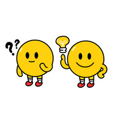Cute funny think emoji smile face with question Vector Image