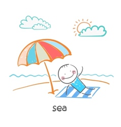 Sea waves and rising sun Royalty Free Vector Image