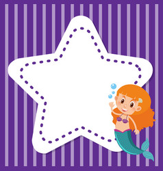 Frame template design with mermaid and harp Vector Image