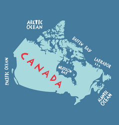 Hand drawn stylized map of canadian cities canada Vector Image