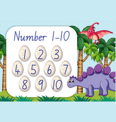 Count number one to ten dinosaur theme Royalty Free Vector