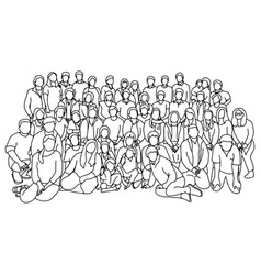 Crowd of people standing sketch Royalty Free Vector Image