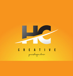 Hc h c letter modern logo design with yellow Vector Image
