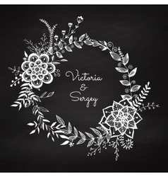 Chalk floral frame Royalty Free Vector Image - VectorStock