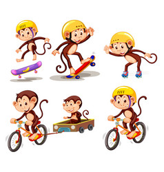 Monkey playig roller skate Royalty Free Vector Image
