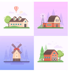 Country life - set of modern flat design style Vector Image