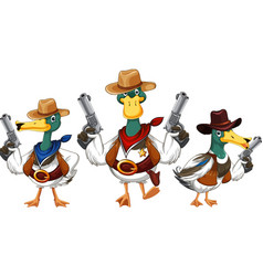 Cartoon duck wearing cowboy costume Royalty Free Vector