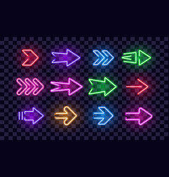 Set colorful neon arrows and pointers Royalty Free Vector