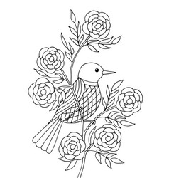 Frame with bird and flowering branches coloring Vector Image