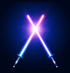 Crossing laser sabers war battle with star flash Vector Image