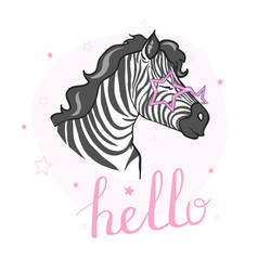 Cute zebra i love you forever card Royalty Free Vector Image