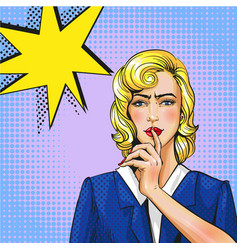 Hush female emoticon Royalty Free Vector Image