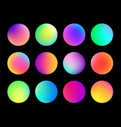 Rounded holographic gradient sphere set gradient Vector Image