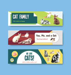 Cute cats banner template design for advertise Vector Image
