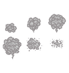 Pixel art smoke animation frames for game design Vector Image