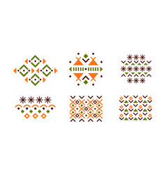 Abstract geometric patterns set bright embroidery Vector Image