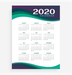 2020 year calendar vertical design Royalty Free Vector Image