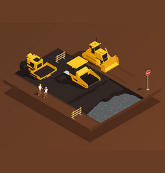 Isolated isometric road construction icon set Vector Image
