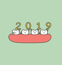 Happy new year 2020 tooth with number Royalty Free Vector