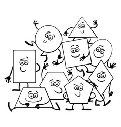 Basic shapes cartoon coloring page Royalty Free Vector Image