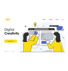 Thin line flat design concept banner for software Vector Image