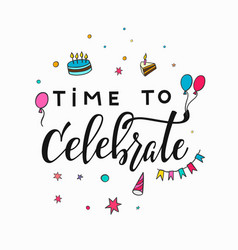 Happy birthday party lettering typography Vector Image