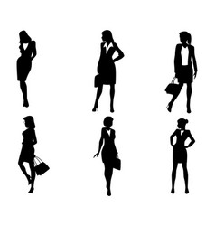Six businesswomen silhouettes Royalty Free Vector Image