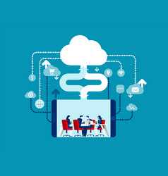 Cartoon man or businessman working or typing Vector Image