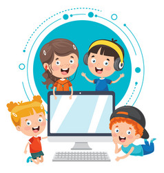 Kid using technology Royalty Free Vector Image