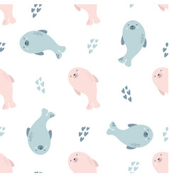 Seamless pattern baby print with cute sea animals Vector Image