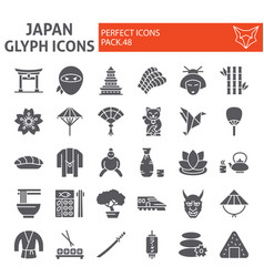 Japan line icon set japanese food symbols Vector Image