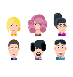 Flat characters portrait set Royalty Free Vector Image