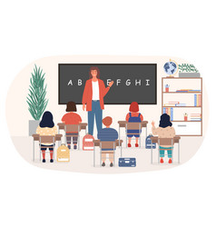 Group young school children meeting Royalty Free Vector
