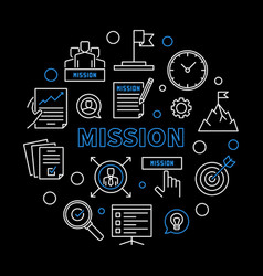 Mission concept outline round Royalty Free Vector Image