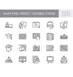 Online education line icons Royalty Free Vector Image