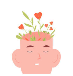 Mental health concept human head with flowers Vector Image