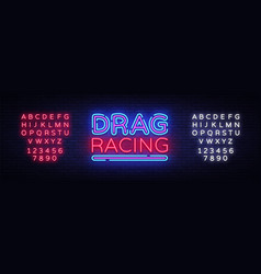Drag racing neon sign racing design Royalty Free Vector
