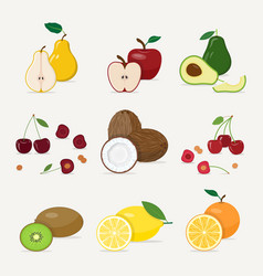 Half fruits apricot cherry strawberries peach Vector Image