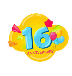 Cute and funny colorful 16 number characters Vector Image
