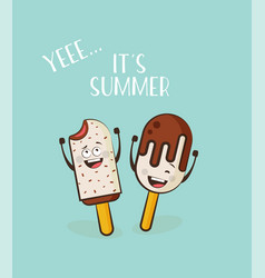 Funny happy cute happy smiling ice cream Vector Image