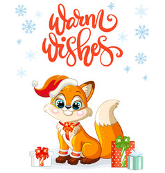 Cute christmas fox with gifts Royalty Free Vector Image