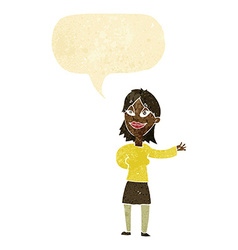Cartoon woman gesturing to show something Vector Image
