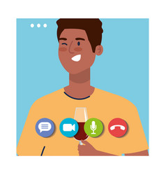 Online party man afro have party Royalty Free Vector Image